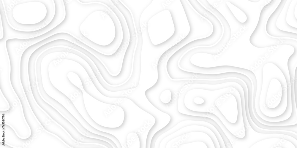 Abstract white paper cut background with line. 3d topography relief ...