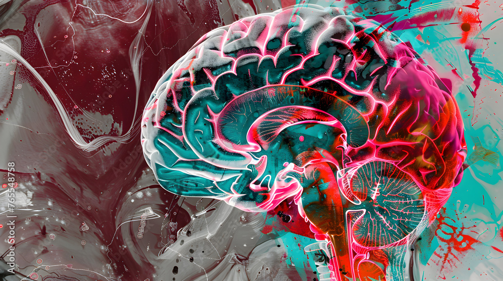 A brain hemorrhage from an MRI perspective, with vivid colors marking ...