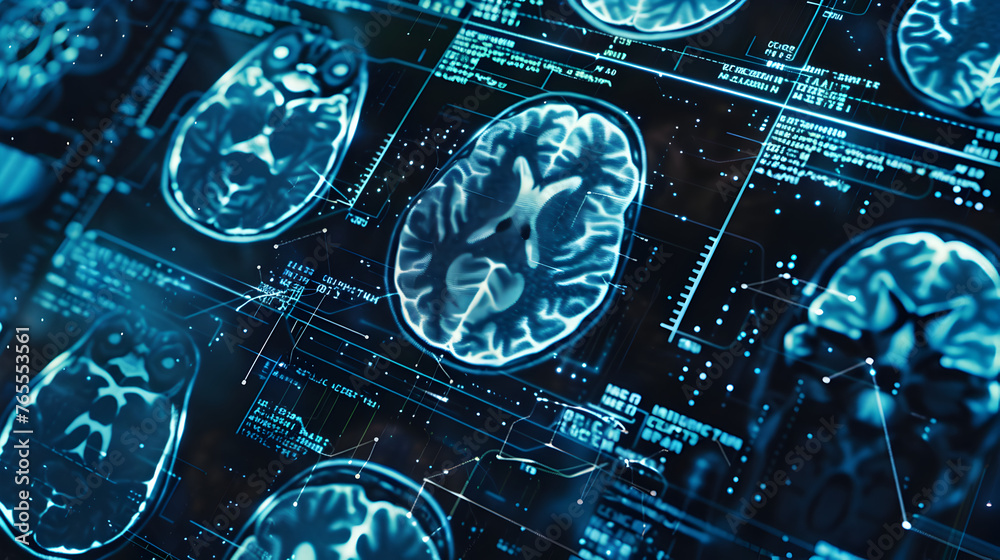 MRI scan of a brain affected by neurodegenerative diseases, showing ...