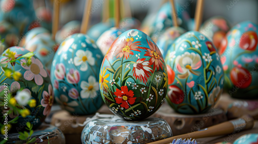 Up Close and Personal with Beautifully Painted Easter Eggs in Floral ...