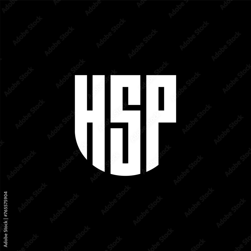 HSP letter logo design with black background in illustrator, cube logo ...