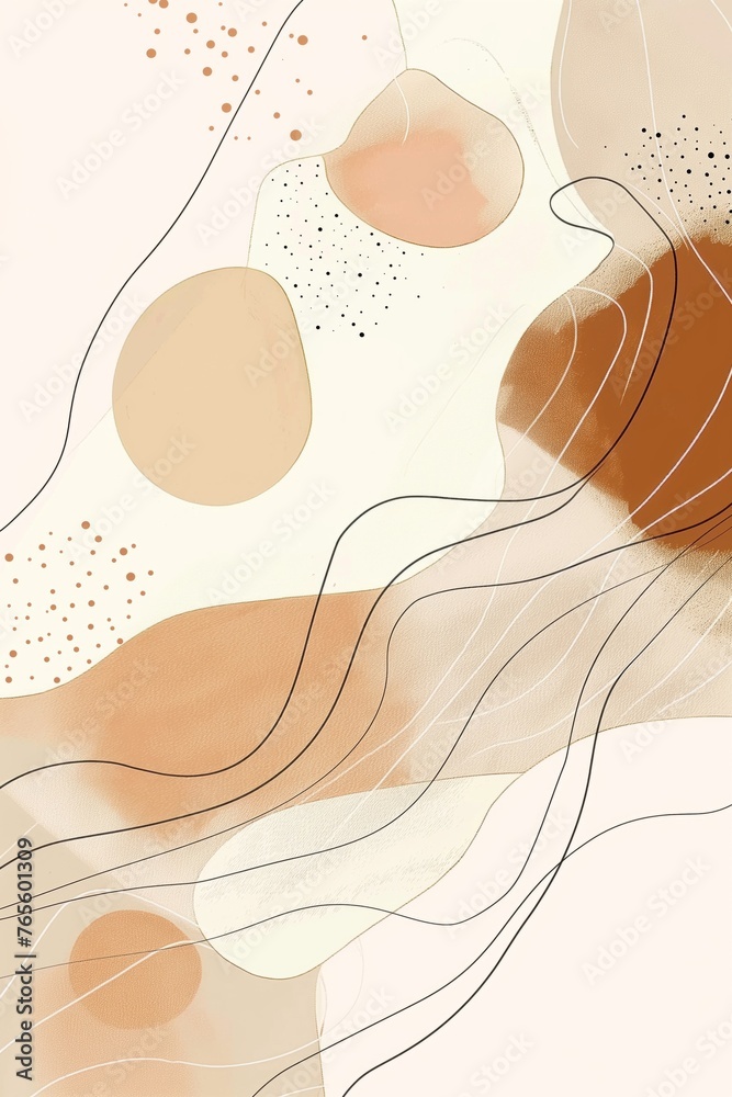 Beige and white abstract lines pattern in a boho, minimalist style ...