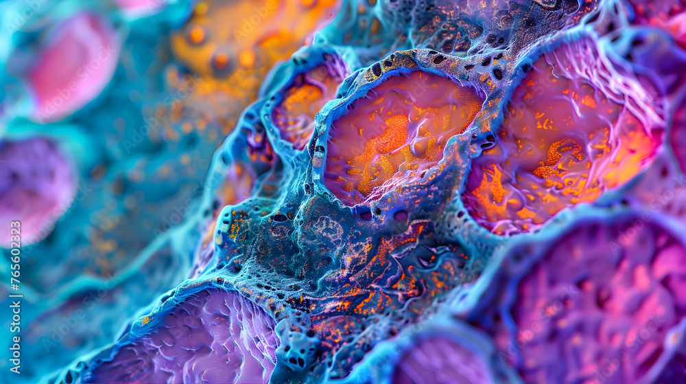 Human skin cells under the microscope, revealing the layered structure ...