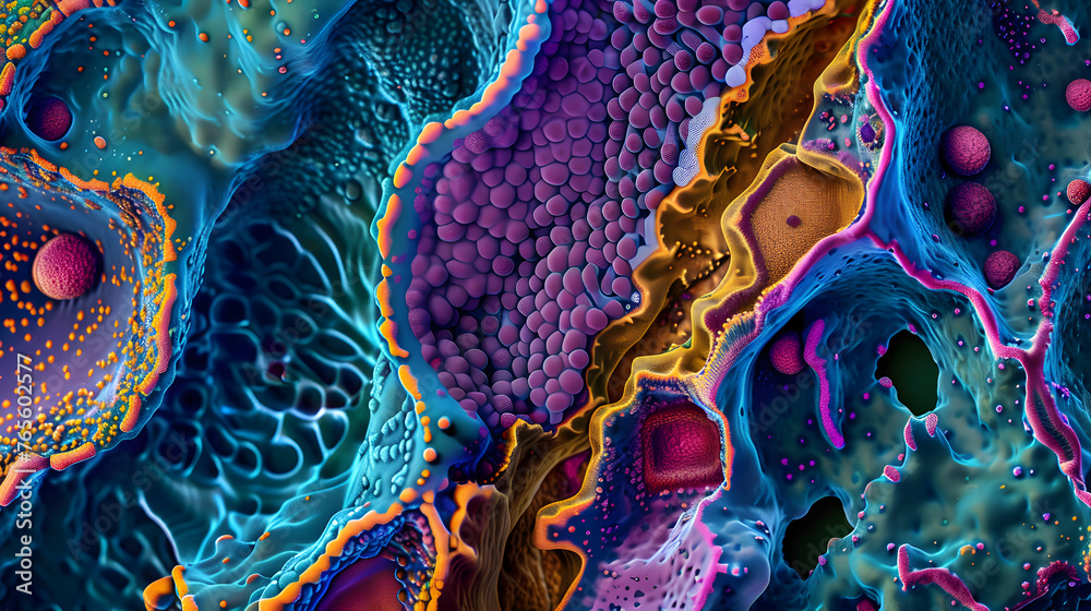 Human skin cells under the microscope, revealing the layered structure ...