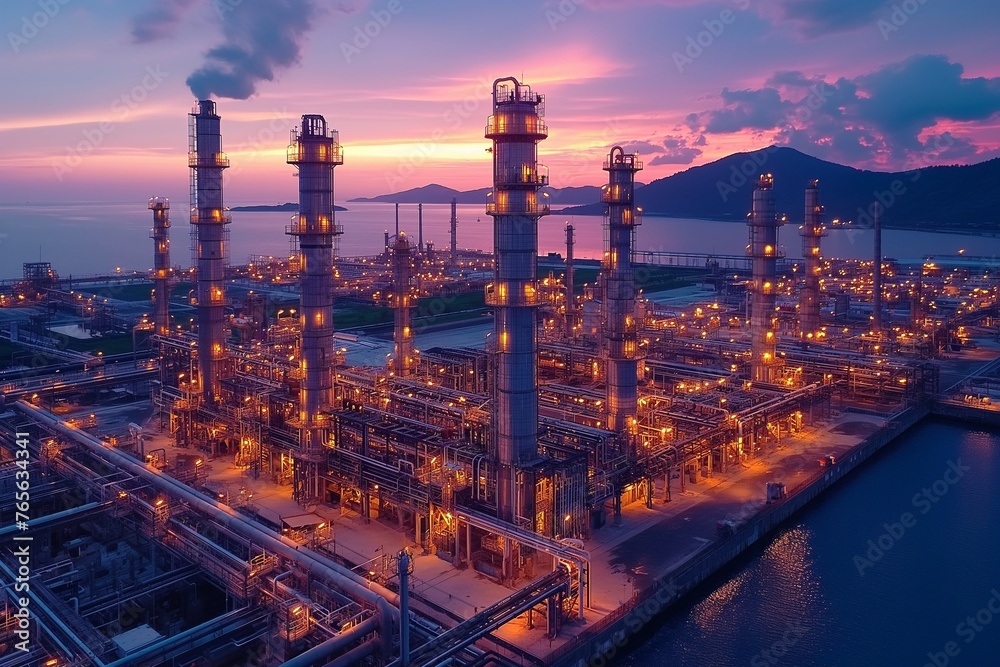 oil and gas power plant refinery with storage tanks facility for oil ...