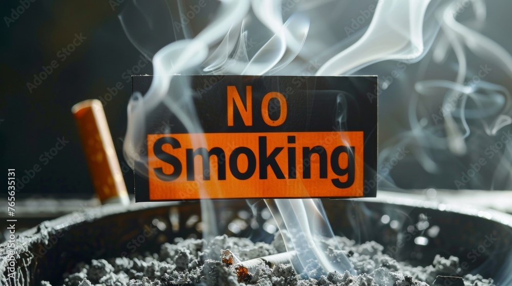 An anti-smoking image with the inscription "Do not smoke" with a column ...