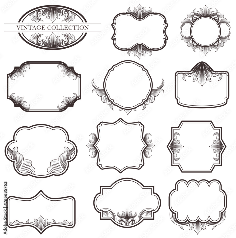 Vintage sign frames. Old decorative frame design, retro ornate label ...