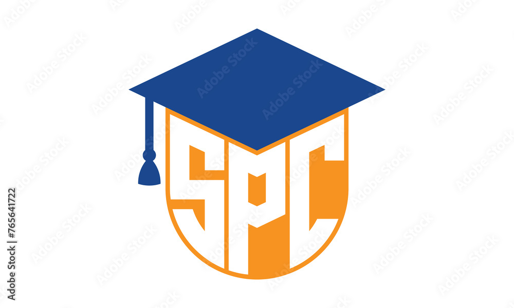 SPC initial letter academic logo design vector template. school college ...