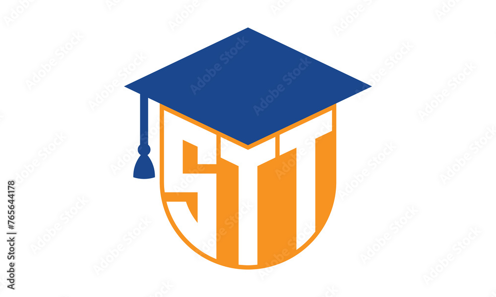 STT initial letter academic logo design vector template. school college ...