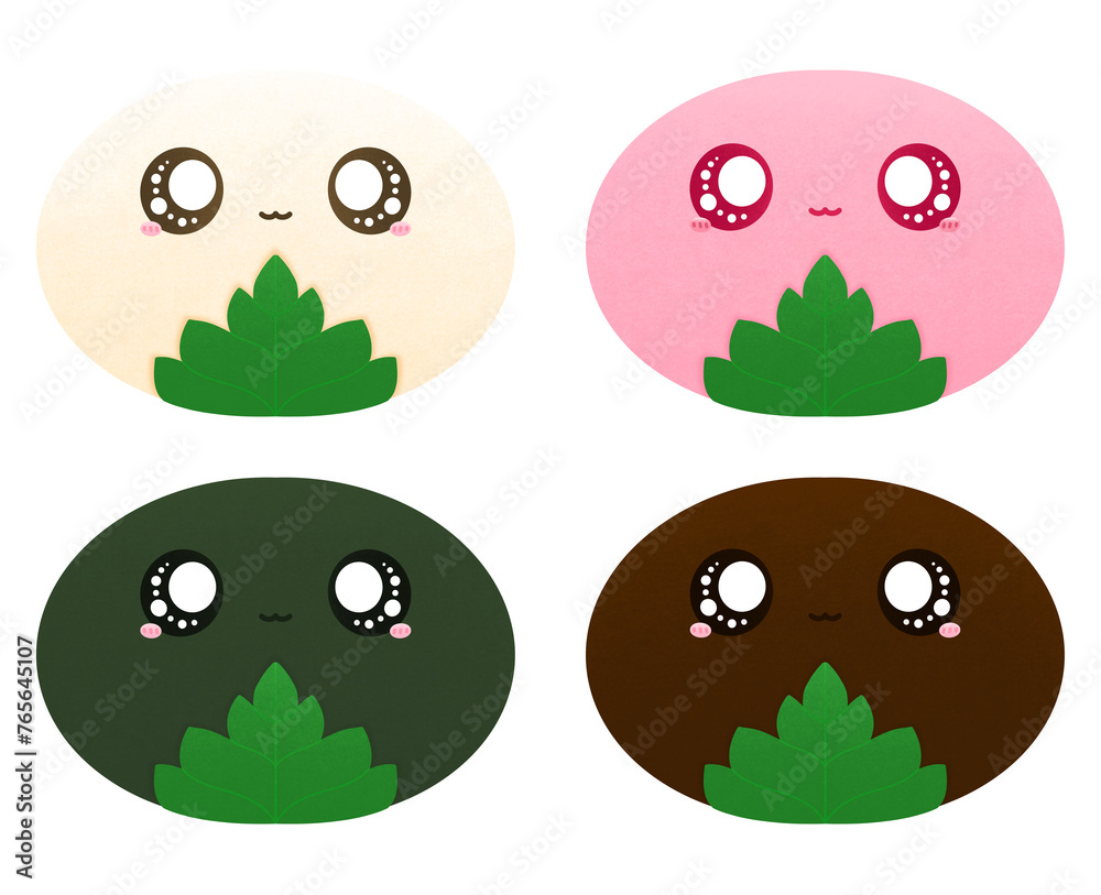 Mochi Mascot Character Kawaii Cartoon illustration Mochi Strawberry ...