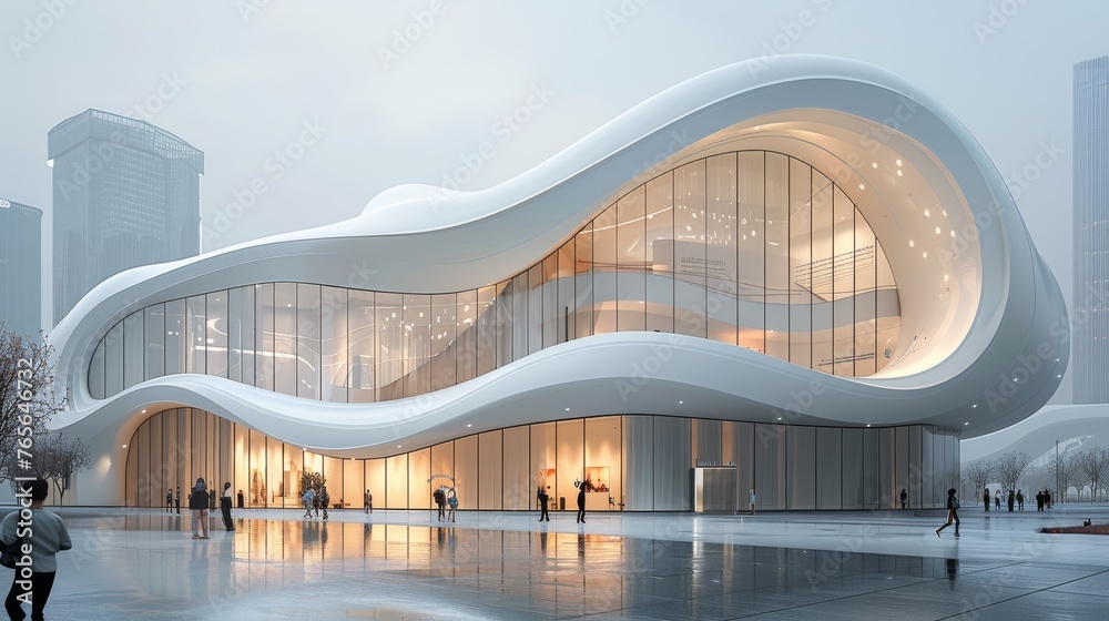 large futuristic architecture , Shopping center building. Stock ...