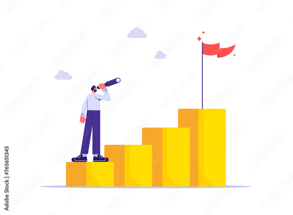 Career Growth Opportunities concept, businessman standing in front of ...