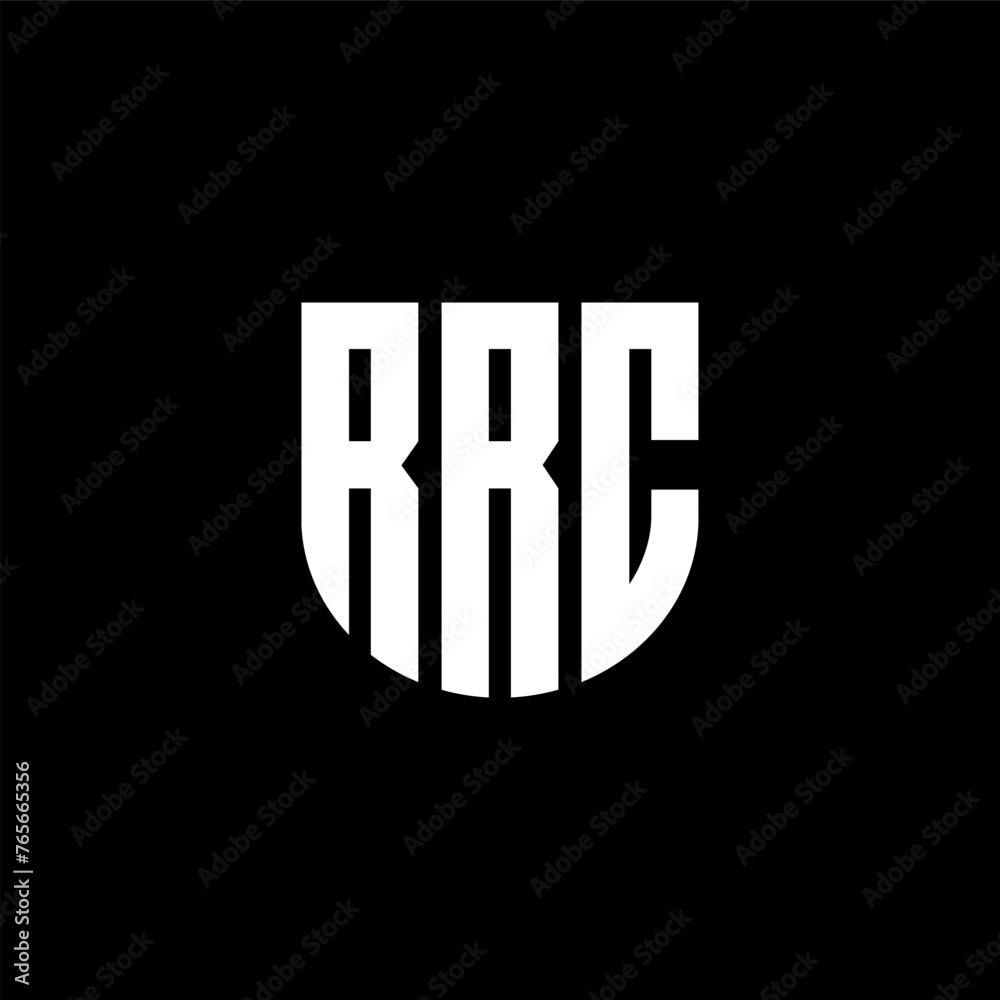 RRC letter logo design with black background in illustrator, cube logo ...