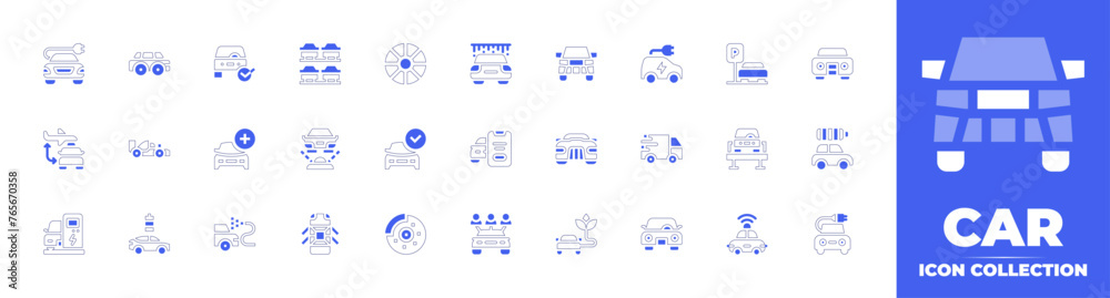 Vecteur Stock Car icon collection. Duotone style line stroke and bold ...
