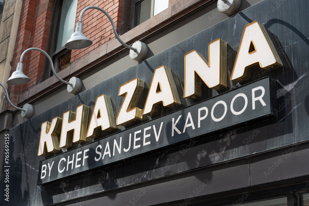 exterior building facade and sign of KHAZANA Toronto - by Chef Sanjeev ...