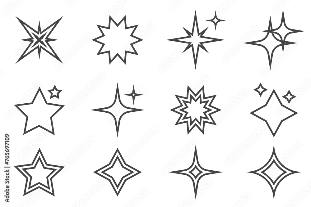 Cool Sparkle Icons Collection. Shine Effect Sign Vector Design. Retro ...