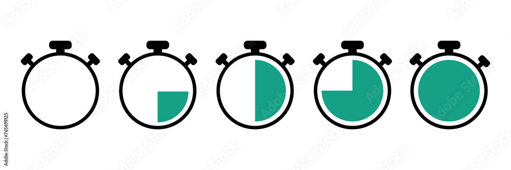 Stopwatch Vector Icon Set Countdown Timer Clock Icon Full Rotation