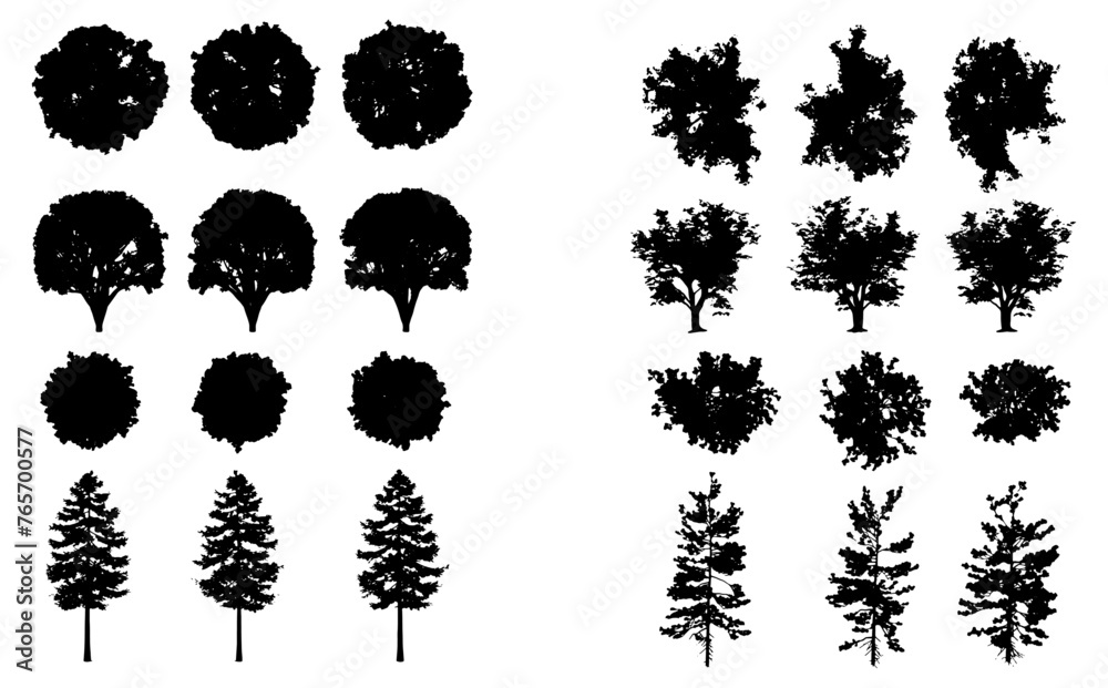 Set Of Silhouette Plant And trees Shapes - Flowers and Leaves Shapes ...