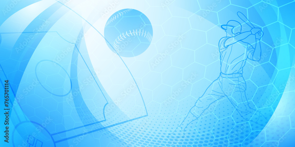 Baseball themed background in blue tones with abstract mesh, dots and ...