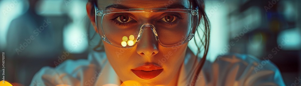 In a bright laboratory setting, a scientist carefully programs ...