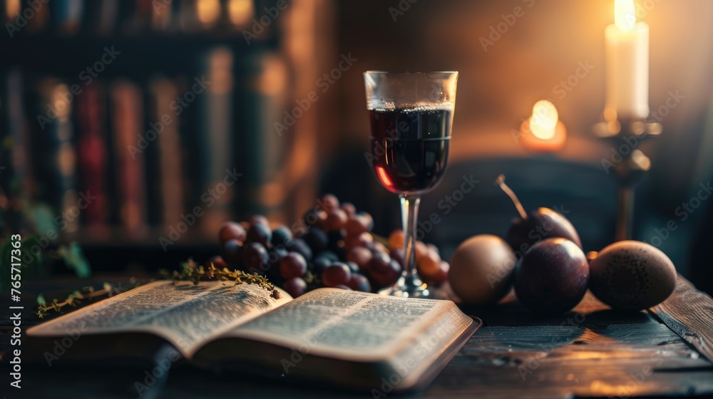 Remembrance of Lord's Supper with Holy Bible and Wine | Easter ...