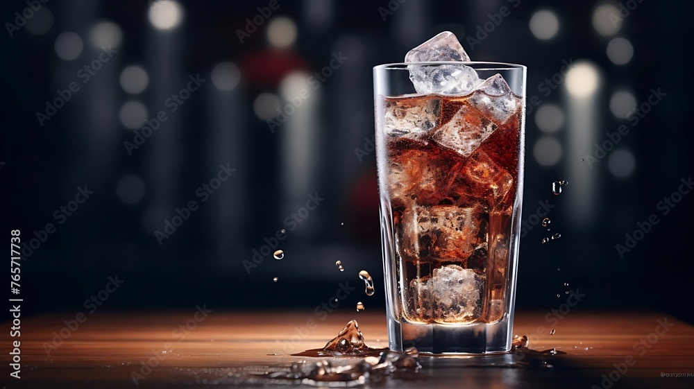 Captivating Close-Up: Crisp Kola Texture with a Floating Ice Cube on ...