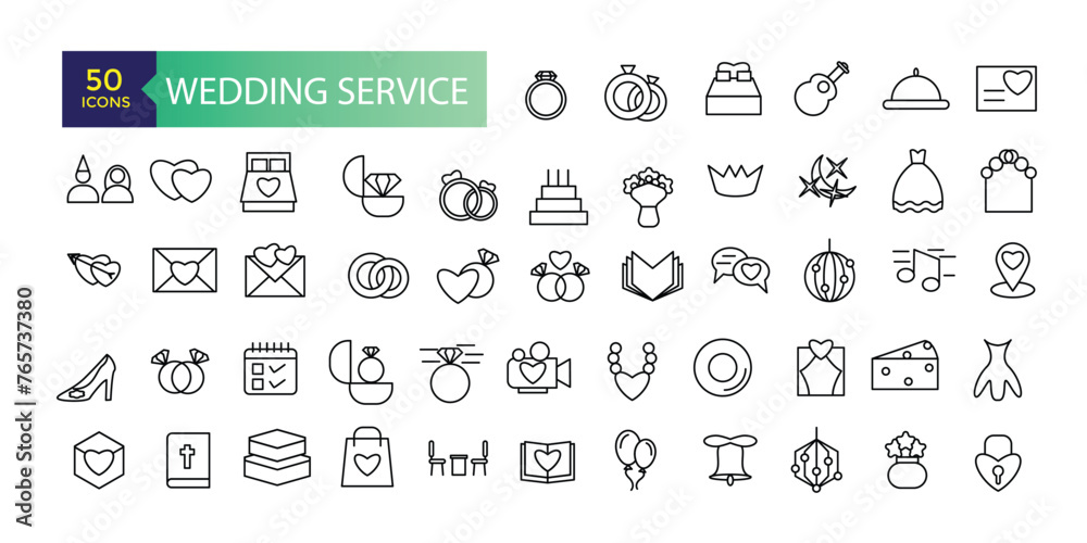 Wedding service icons set outline vector. Outline web wedding service ...