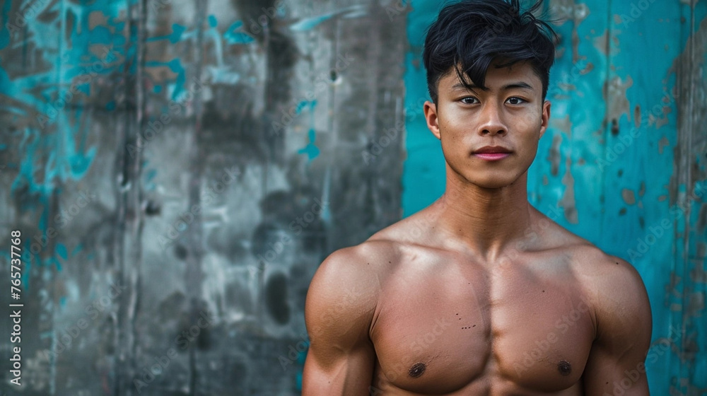 copy space, stockphoto, very handsome asian male model, boy-ish ...