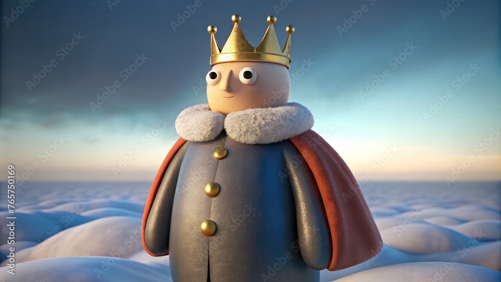 3d cartoon king character wearing a golden crown and royal attire ...