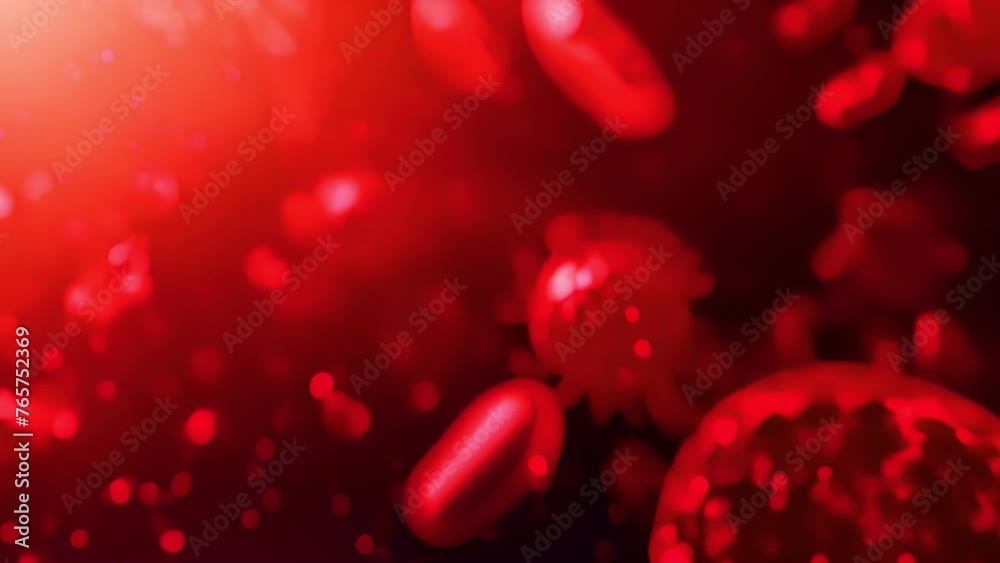 red blood cells in a blue background. Concept of chaos and disorder, as ...