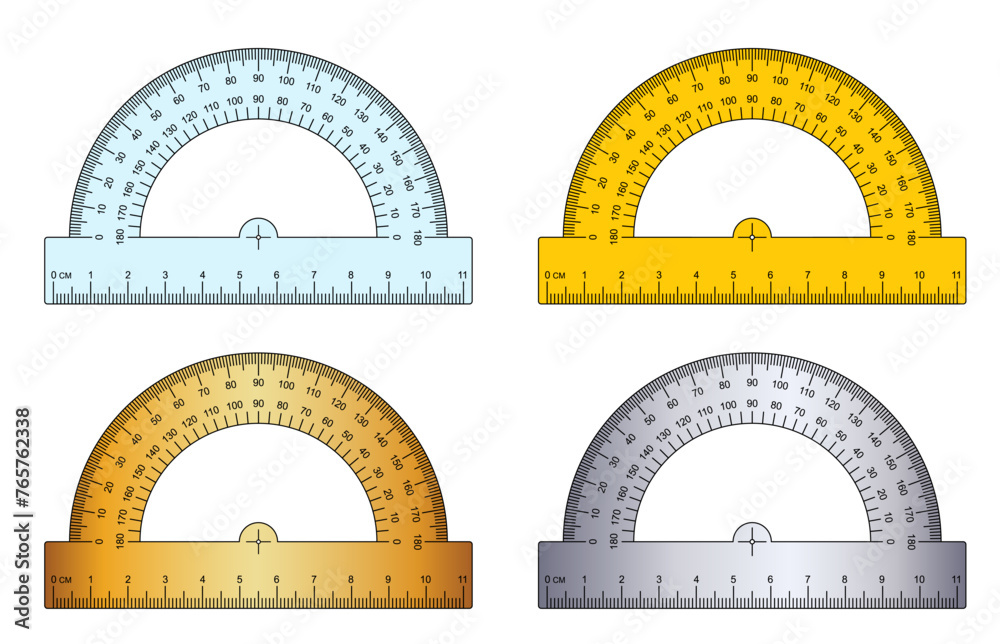 180 degree protractor, ruler or set square. protractor icon. Grids for ...