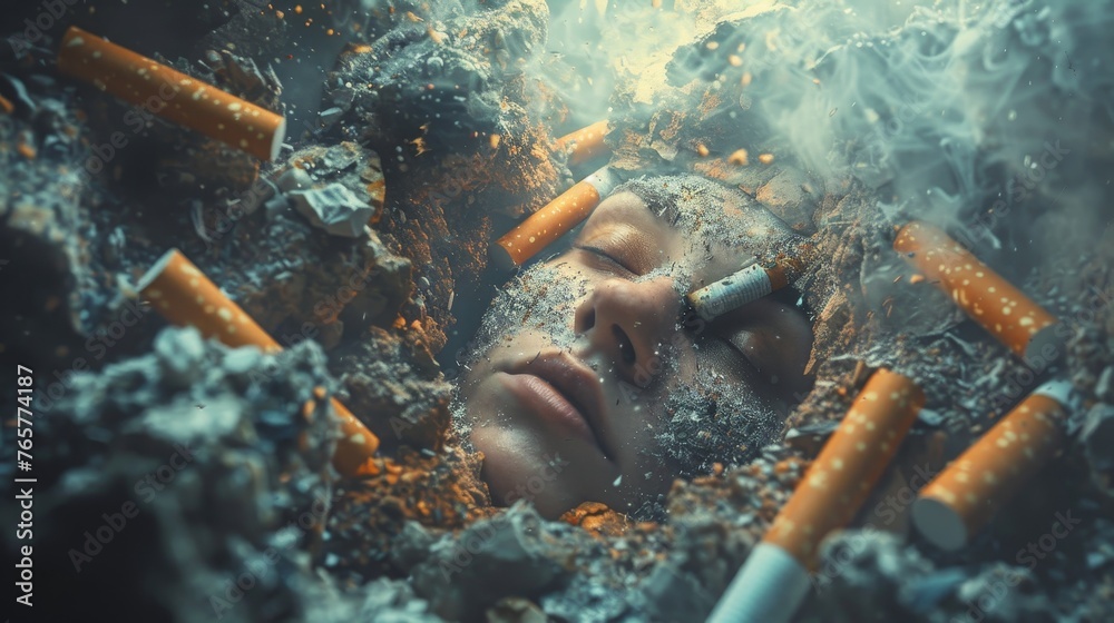 A surreal and disturbing image of a person trapped inside a giant ...