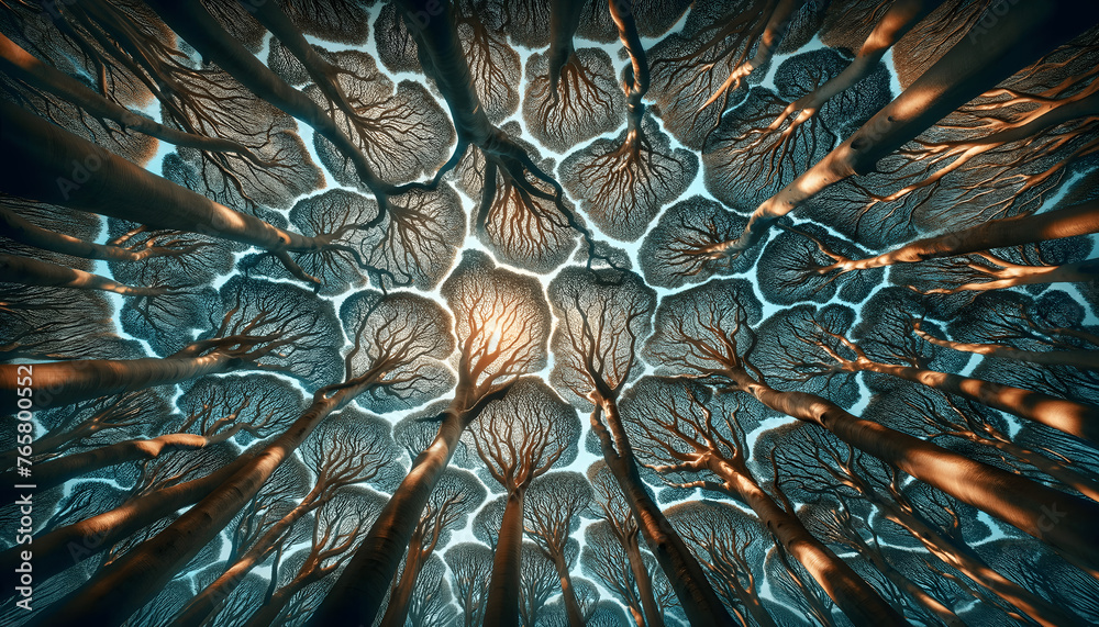 the natural phenomenon of crown shyness, where the canopies of fully ...