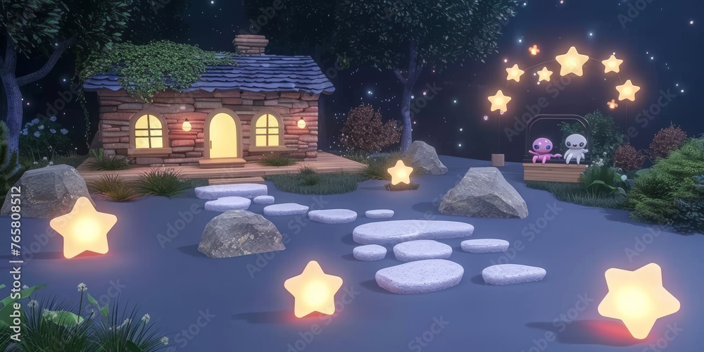 A 3D rendering of a fantastical, outer space-themed amusement park ...