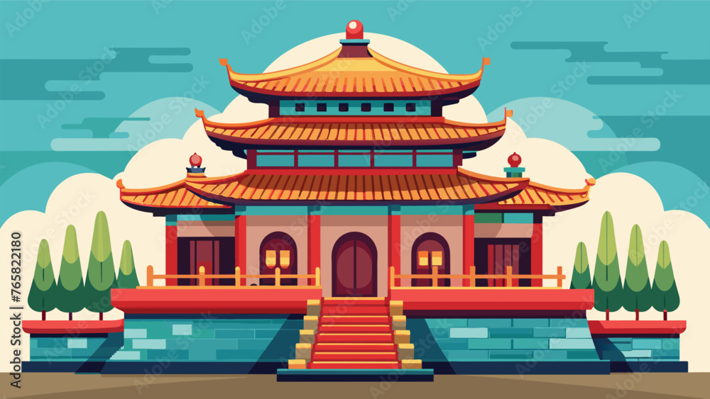 chinese temple vector illustration 7.eps Stock Vector | Adobe Stock