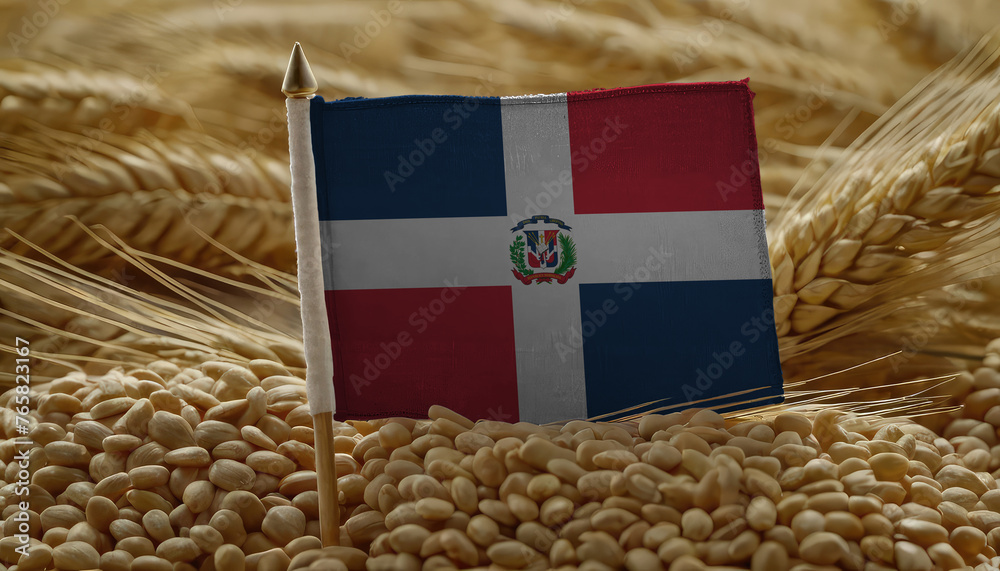 Dominican Republic flag in wheat grain pile as background. Concept of ...