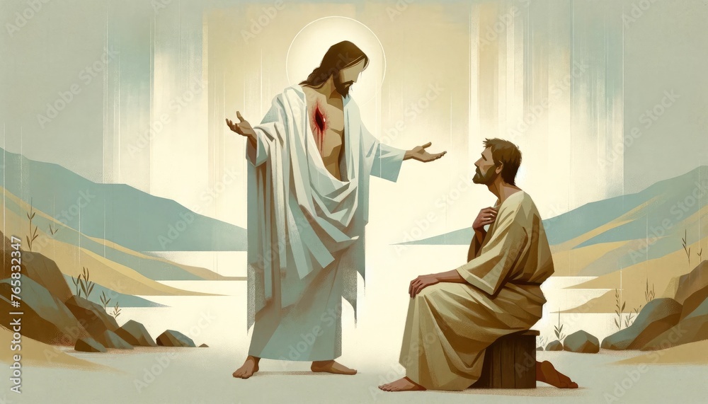 The Incredulity of Saint Thomas. Doubting Thomas. Jesus showing his ...