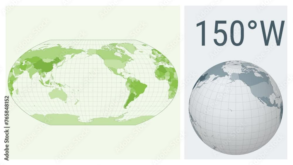 World Map Animation. Wagner VI projection. Colored countries style ...