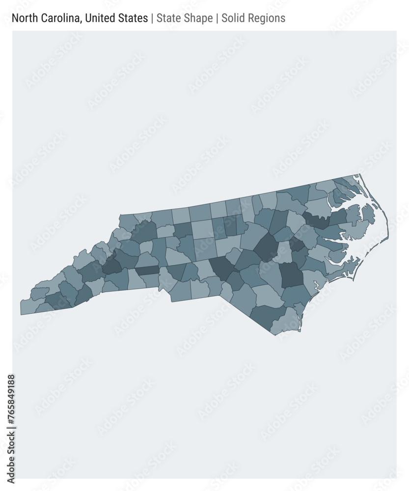 North Carolina, United States. Simple vector map. State shape. Solid ...