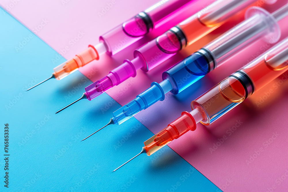 Beauty injection syringes for lip augmentation injection on pastel ...
