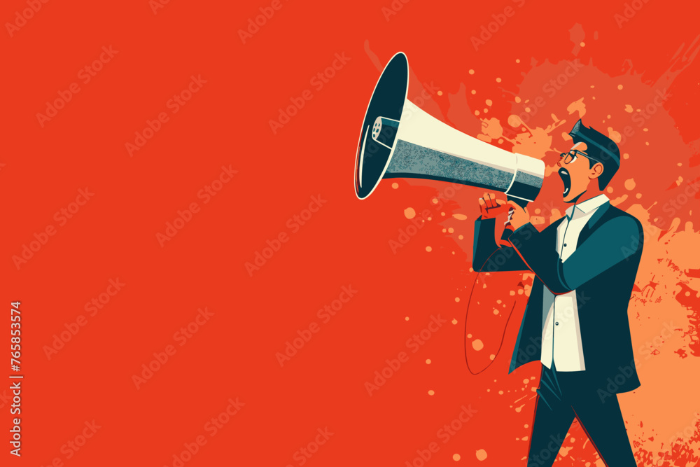 Vecteur Stock Important Announcement - Business People with Megaphone ...