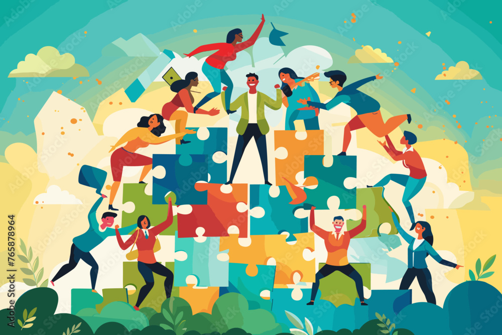 Teamwork for business success, team of diverse businesspeople ...