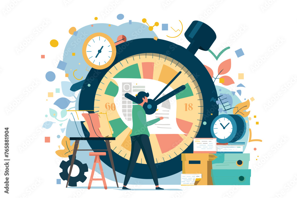 Time Management Concept - Businessman Juggling Clock, Calendar ...