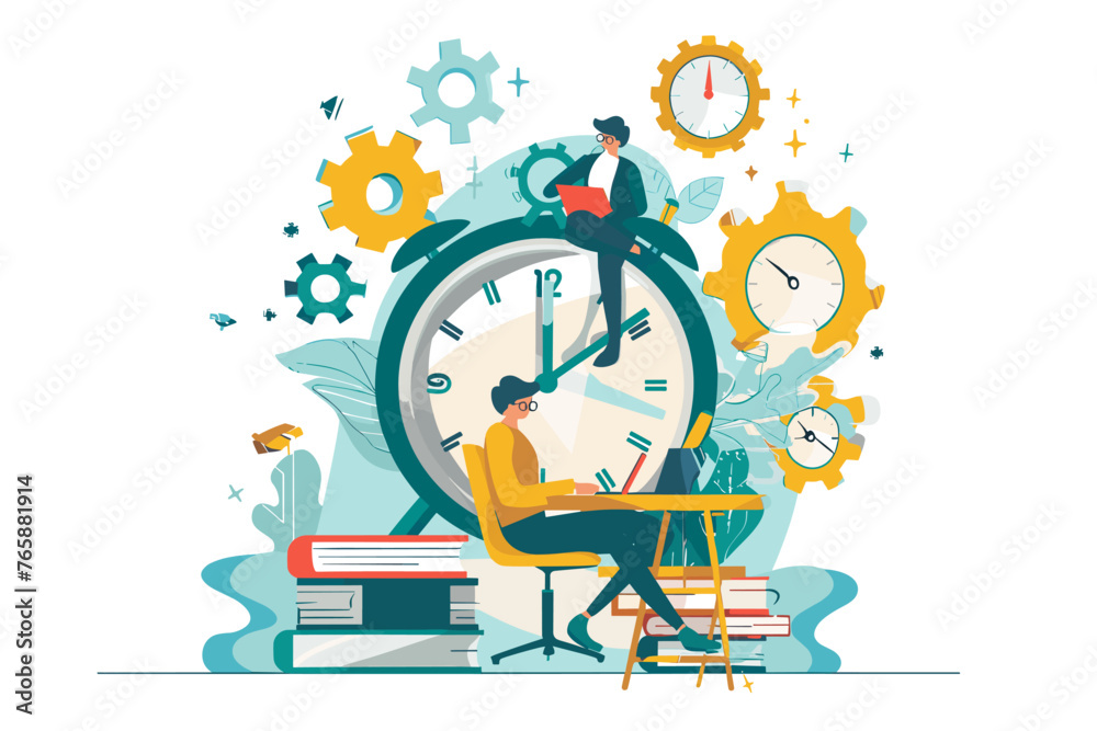 Time Management Concept - Businessman Juggling Clock, Calendar ...