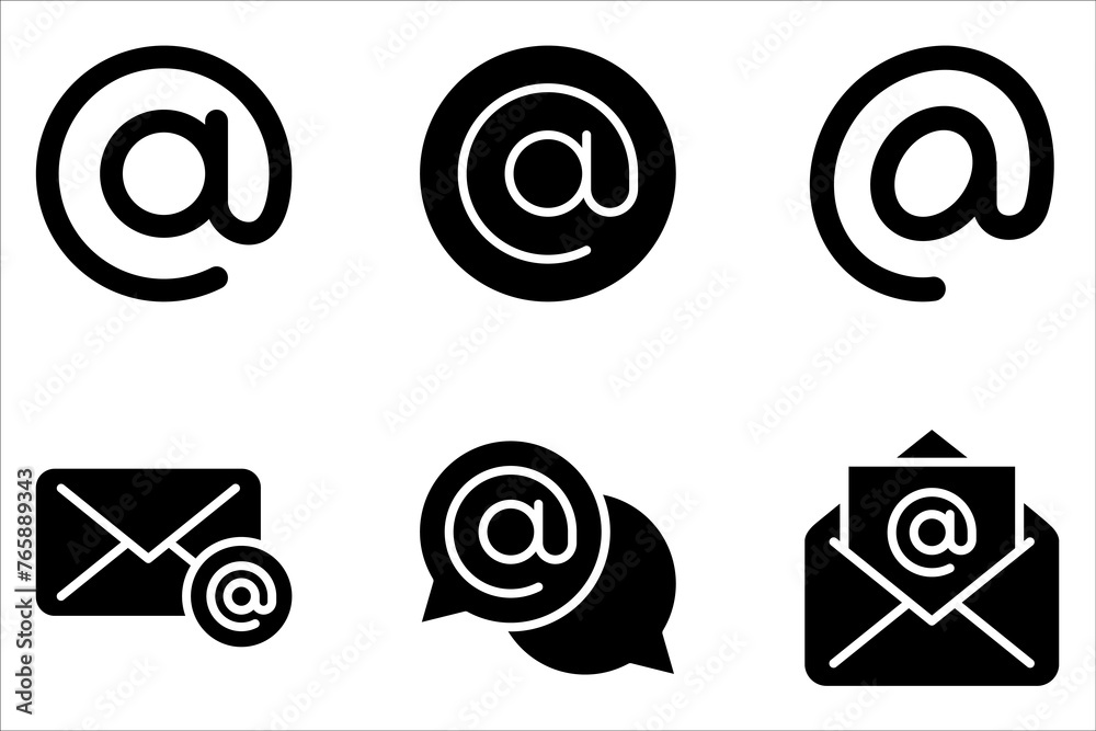 Arroba sign icon set. Contact, email, address symbol isolated on white ...
