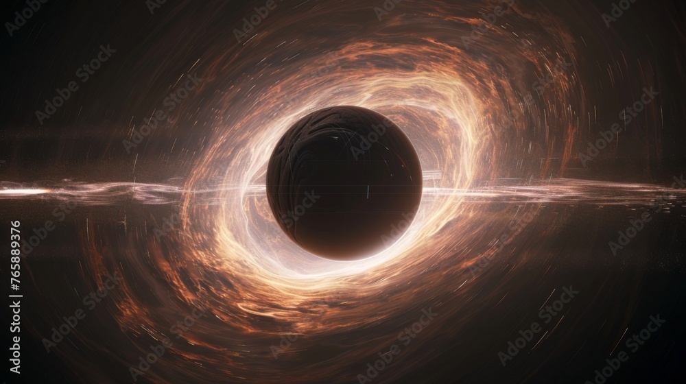 A black hole like gargantua from interstellar movie; digital painting ...