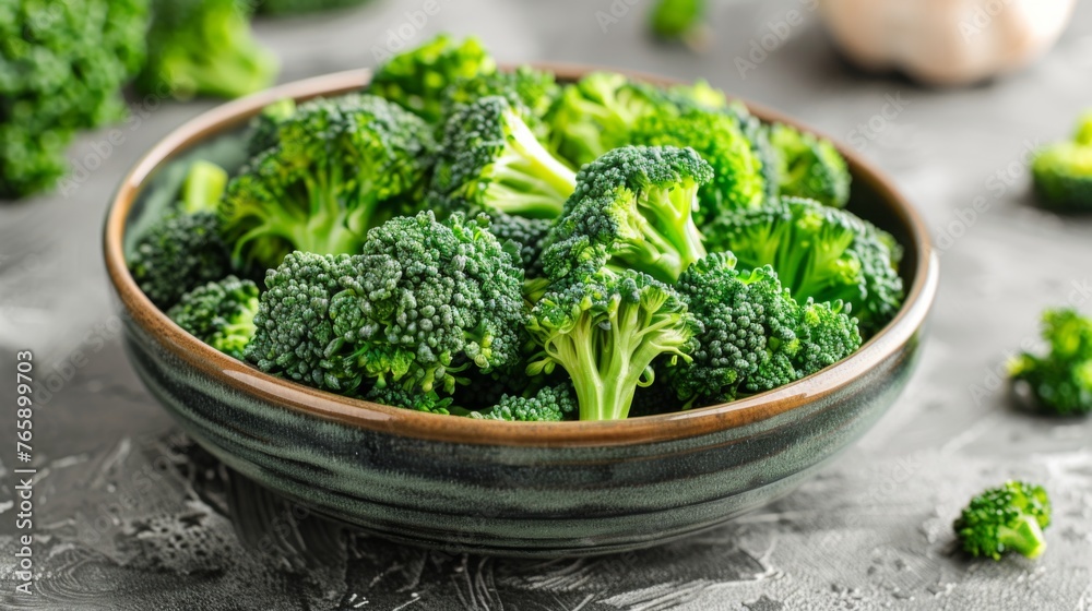 Front view of brocolli in a beautiful plate in an aesthetic setting in ...