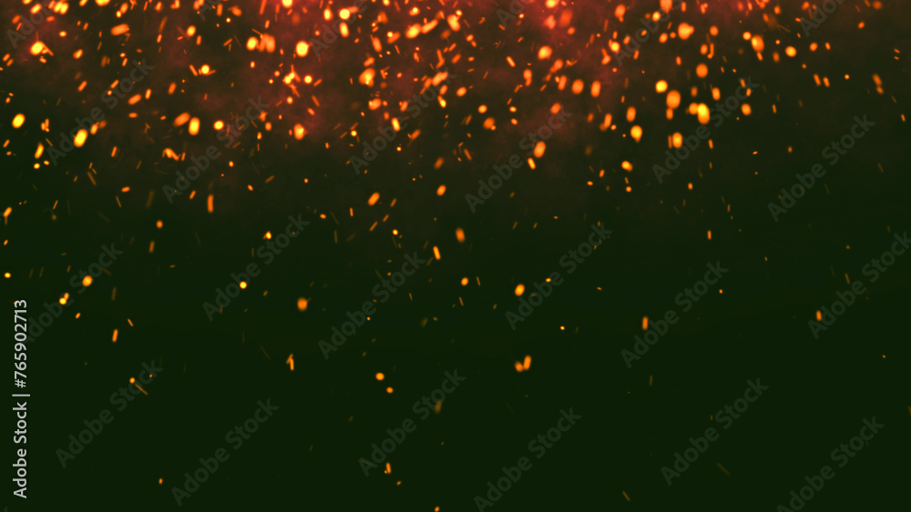 Dark Glitter Fire Lights Rise Through Smoke, Fog, and Misty Texture ...