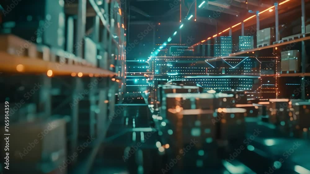 Vidéo Stock smart warehouse with artificial intelligence, without human ...