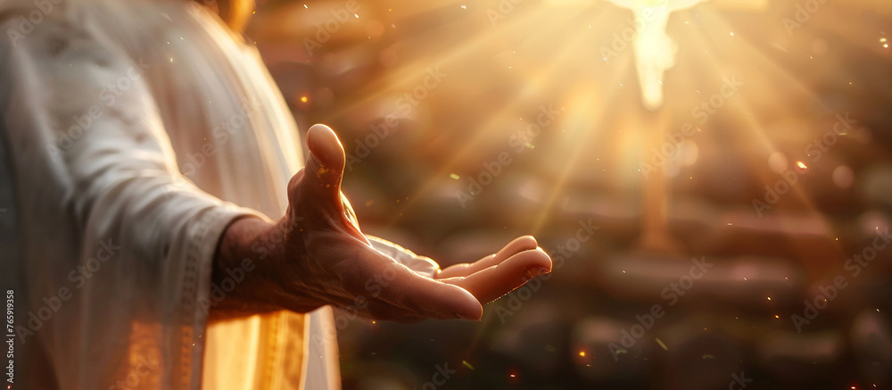 Jesus reaching out his hand against dark background Resurrected Jesus ...